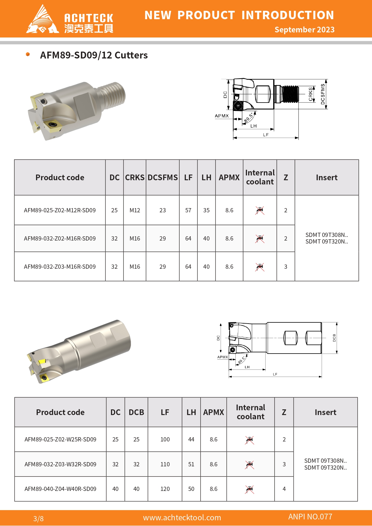 SD09/12 Positive multi-purpose milling insert with 4 cutting edges